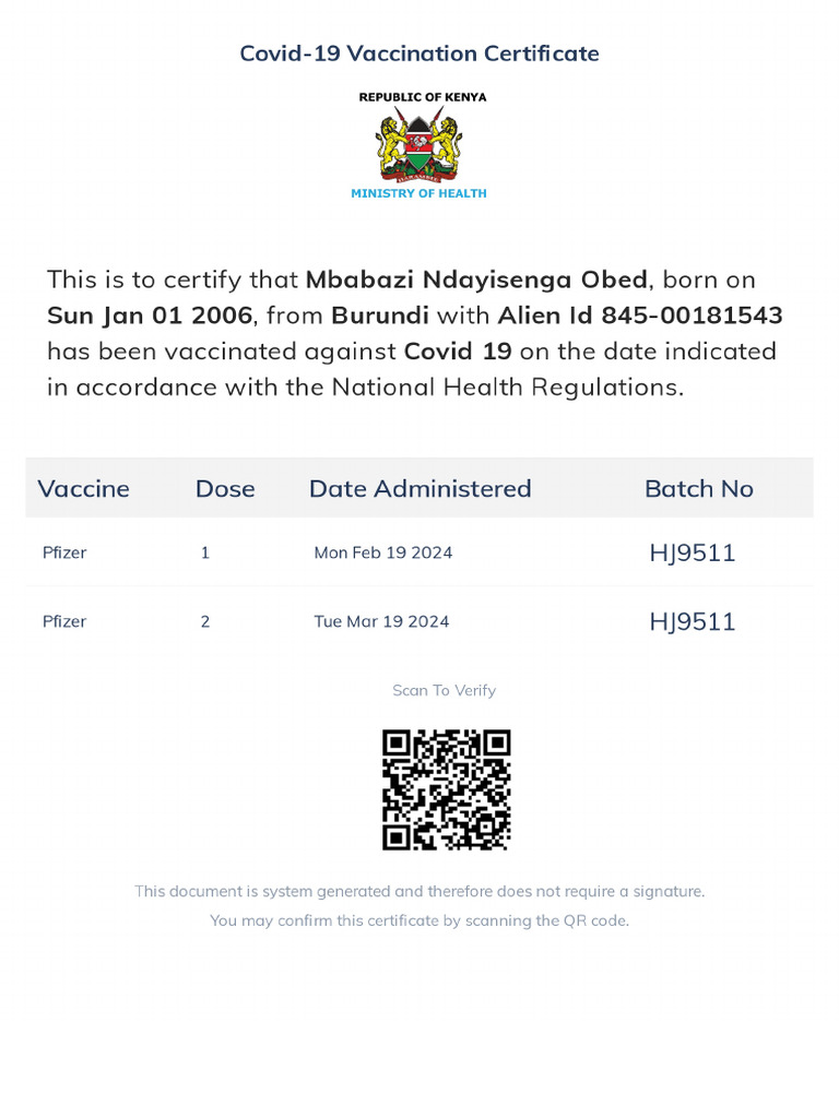 Vaccination Certificate | PDF
