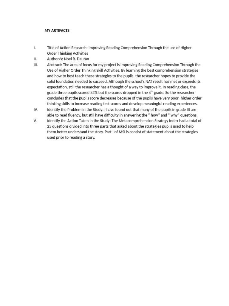 My Artifacts-Fs 2 | PDF