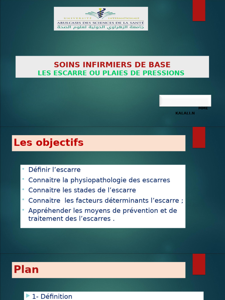 Physiopathologie et stades des escarres | PDF | Maladies et troubles ...
