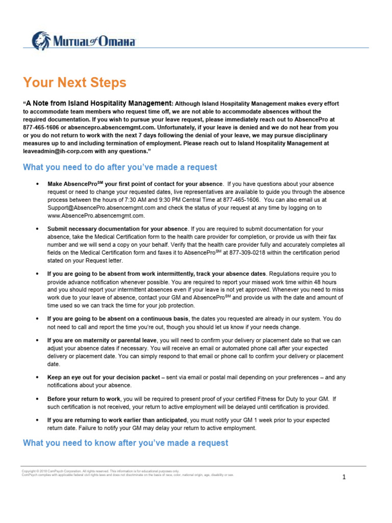 AbsencePro Your Next StepsIHM 06 01 23 1685653177333 | PDF | Parental ...