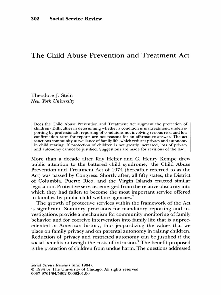 The Child Abuse Prevention and Treatment Act | PDF | Child Neglect ...