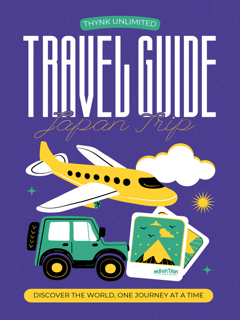 Purple and Green Illustrated Travel Guide Booklet | PDF