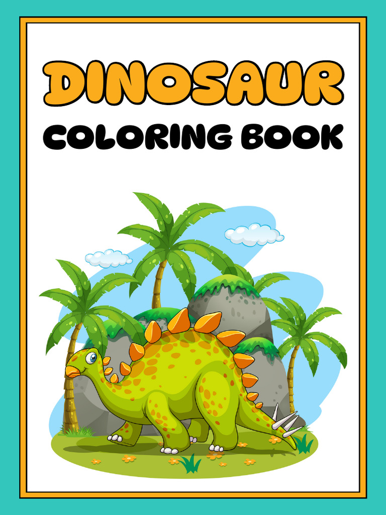 Dinosaurs Coloring Booklet Grayscale Lined Illustrative Style | PDF