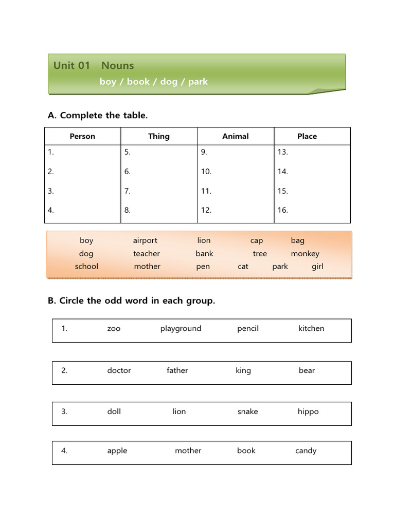 Grammar Picnic 1 - Worksheet | PDF | Plural | Linguistics