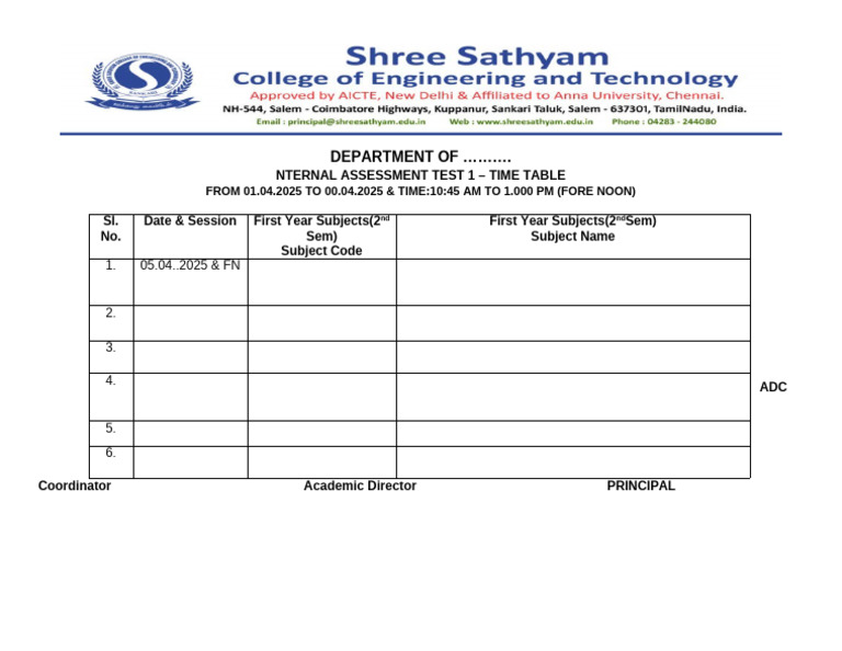 IAT-I Schedule 4 th&6th Sem | PDF