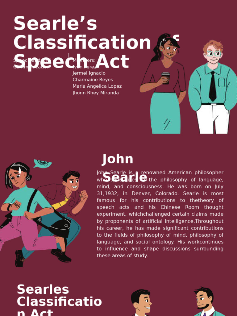 Searles Classification of Speech Act | PDF | Human Communication ...