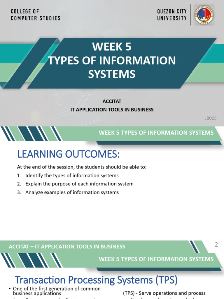 ACCITAT - Week05 - Types of Information Systems | PDF | Databases ...
