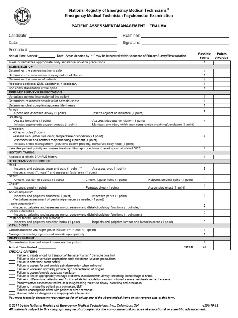 NREMT - Trauma Assessment | PDF | Major Trauma | Cardiopulmonary ...