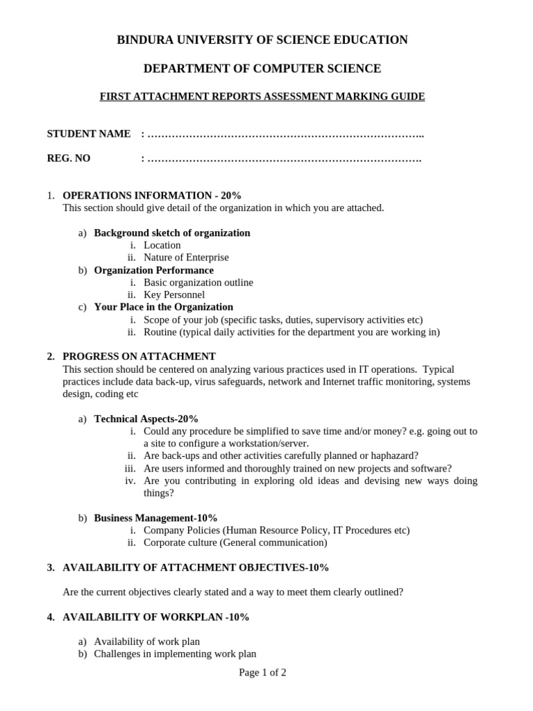 Computer Science Attachment Assessment Guide | PDF | Computing ...