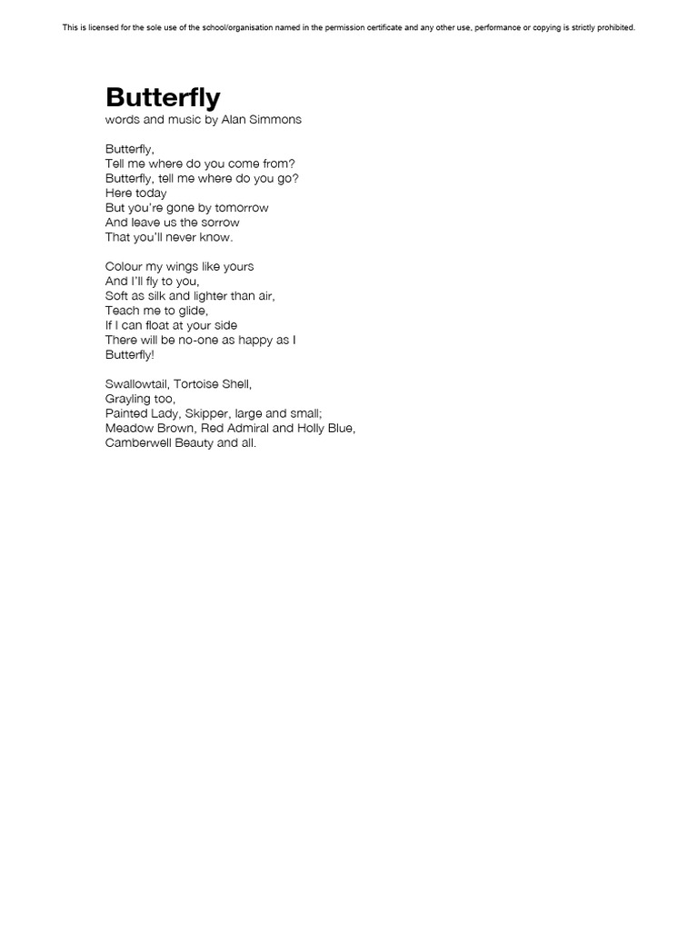 LIB025 Butterfly Lyrics | PDF