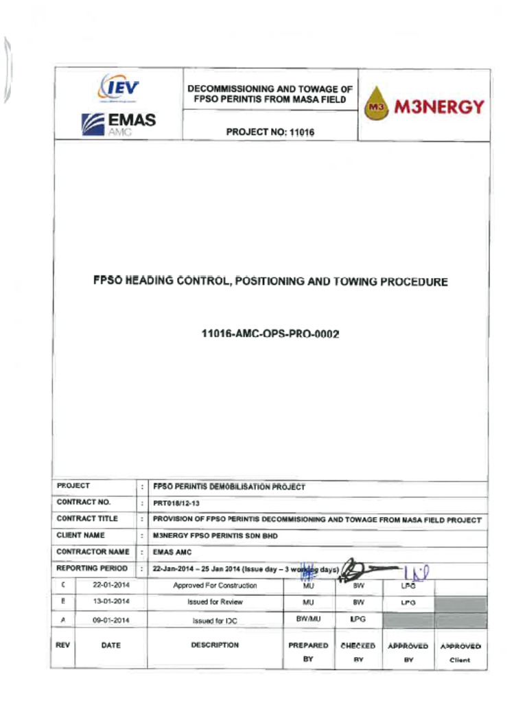 EMAS - FPSO Perintis Tow Procedure | PDF | Marine Salvage | Anchor