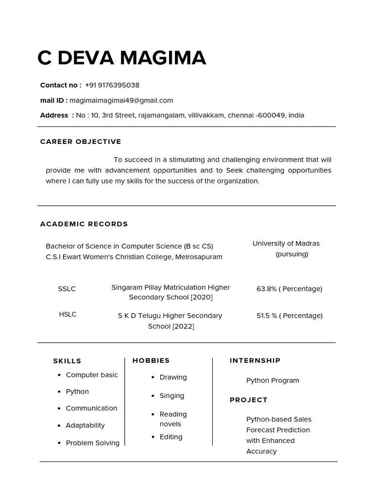 Computer Science Student Profile | PDF