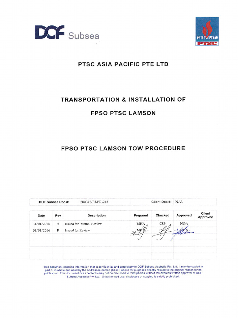 FPSO PTSC Lamson Tow Procedure | PDF | Navigation | Sea