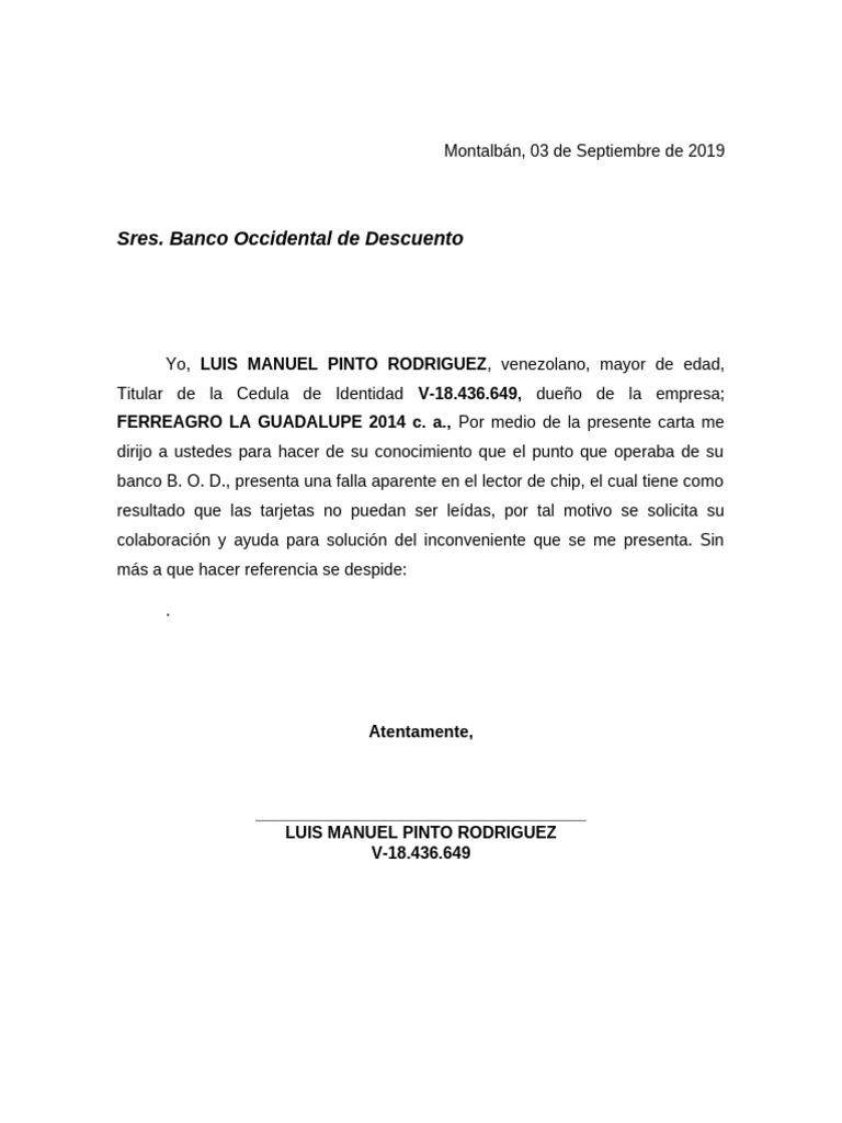 Carta de Extravio de Documentos MODELO | PDF