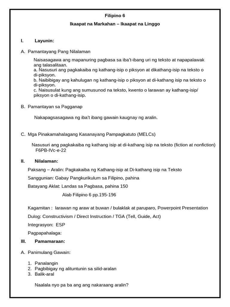 Filipino 6 Piksyon at Di Piksyon | PDF