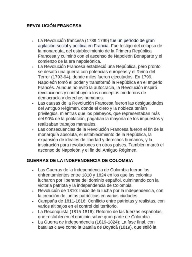 Influencia de la Revolución Francesa en Colombia | PDF | revolución ...