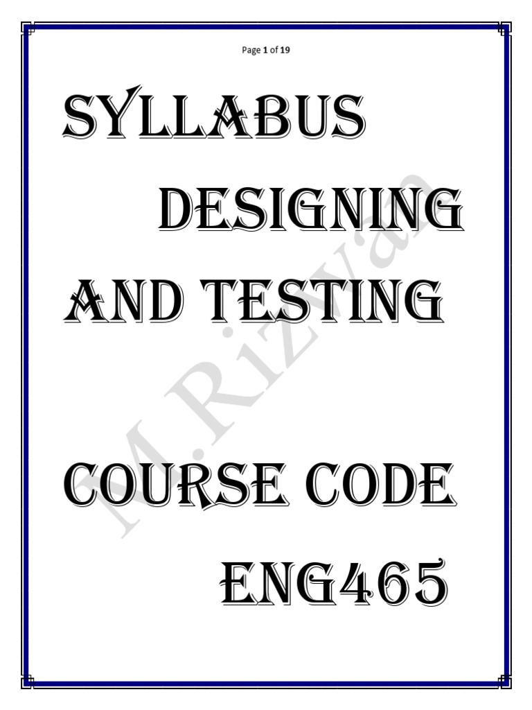 Syllabus Design and Test Evaluation | PDF | Curriculum | Educational ...