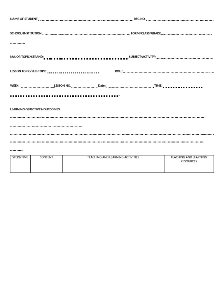 Student Lesson Plan Template | PDF