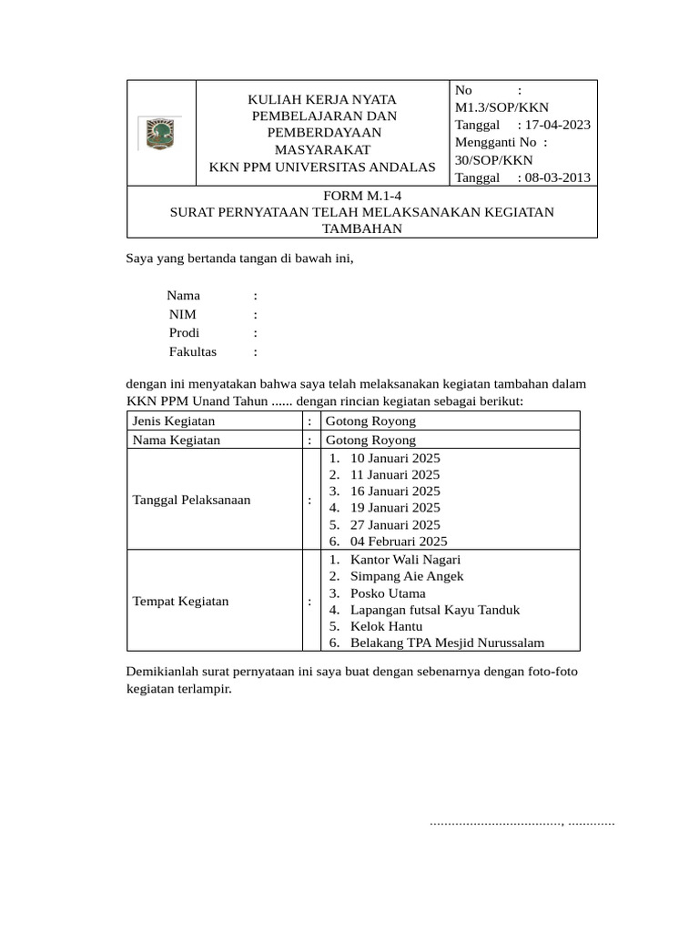 Surat Pernyataan Goro | PDF