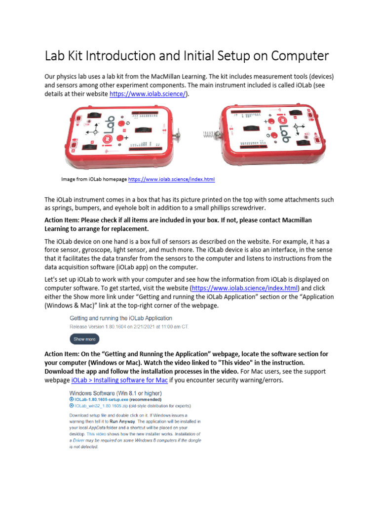 iOLab Software Installation Guide | PDF | Mobile App | Video