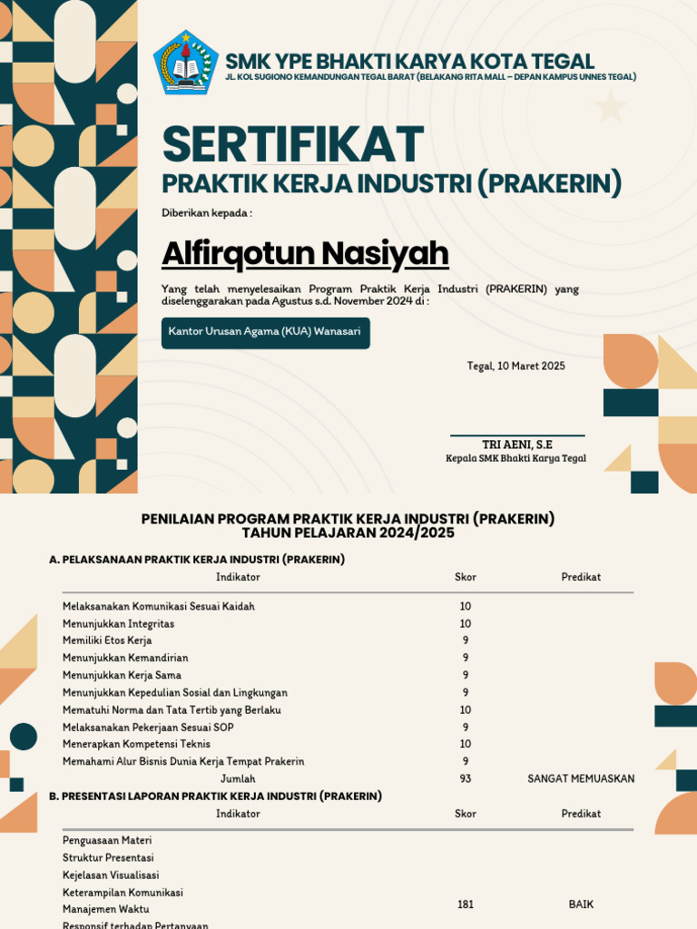 Sertifikat Prakerin | PDF