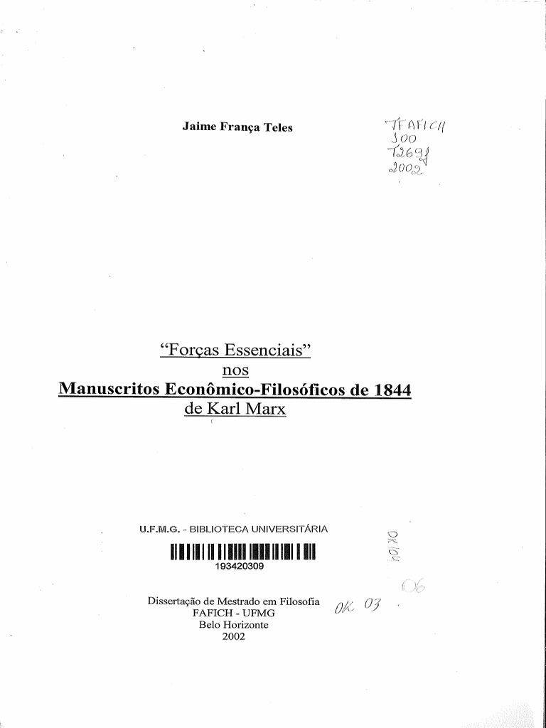 Manuscrito Econ Micos Filos Ficos | PDF