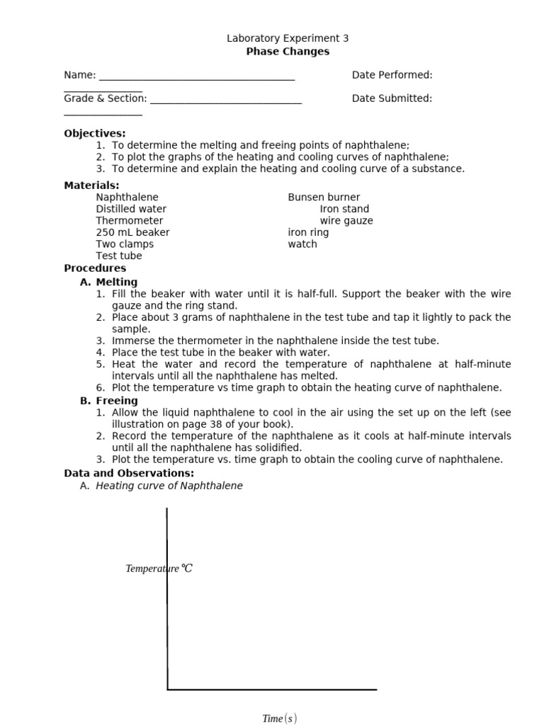 Laboratory Experiment 3 Phase Change | PDF