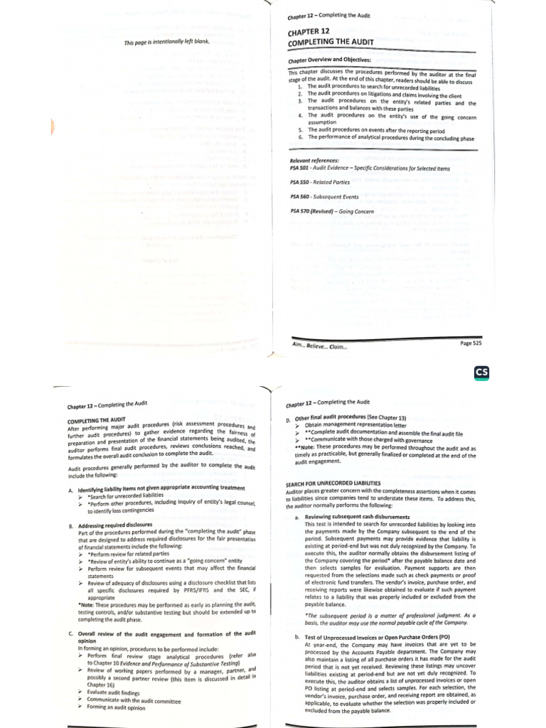 Chapter 12 - Completing The Audit | PDF