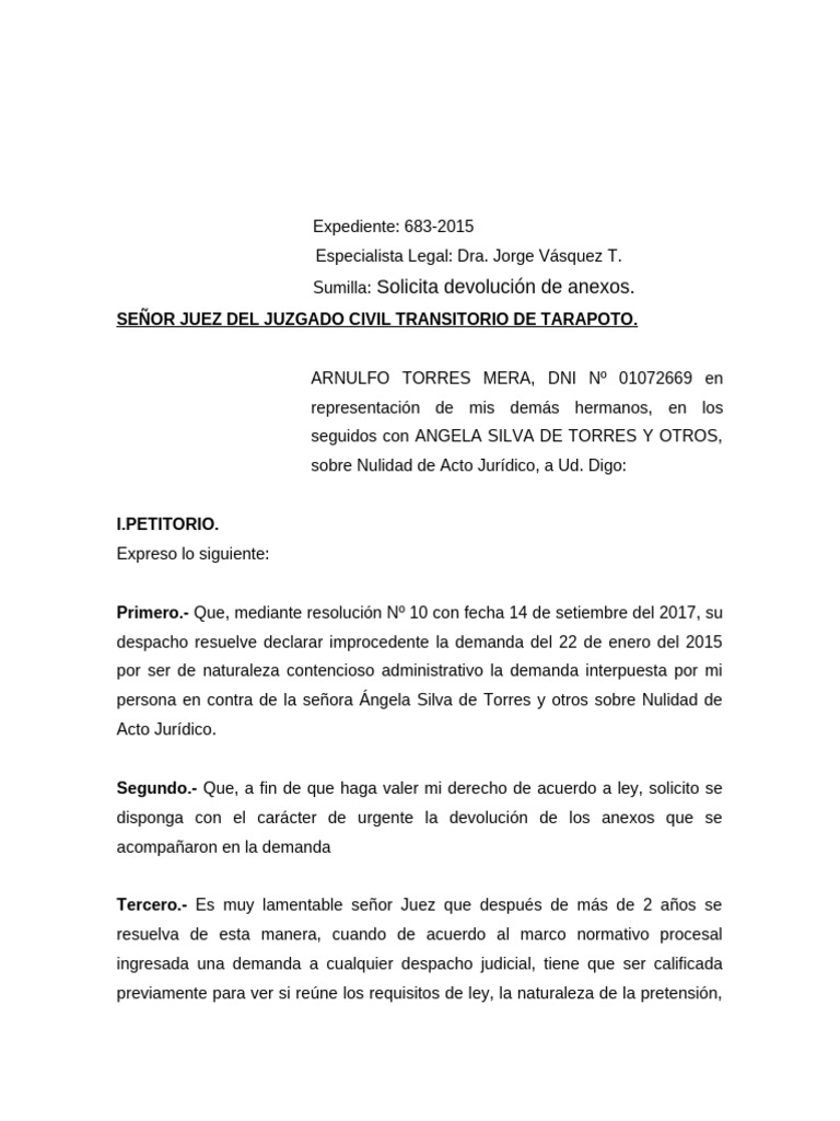 Solicita Devolucion de Anexos | PDF