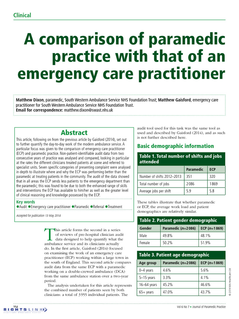 A Comparison of Paramedic | PDF | Emergency Medical Services ...