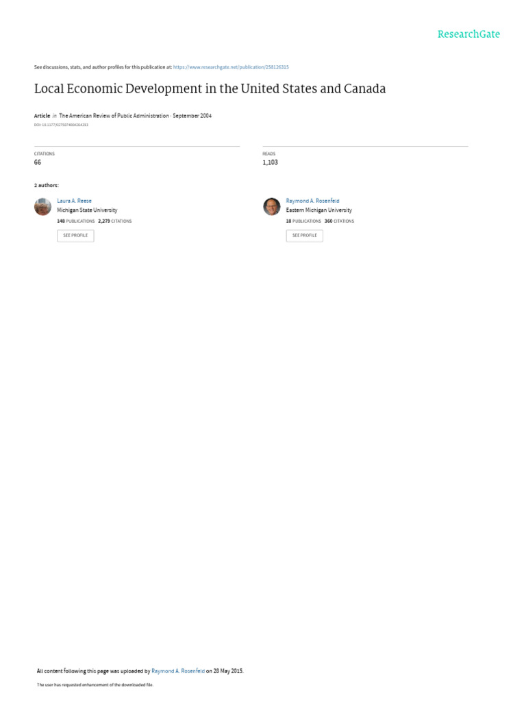 Reese Rosenfeld Local Economic Development | PDF | Economic Development ...