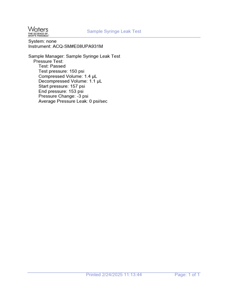 Sample Syringe Leak Test | PDF
