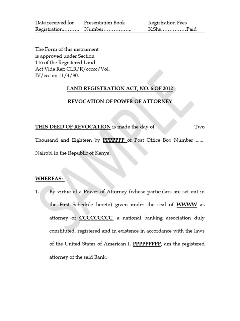 Sample Revocation of Power of Attorney | PDF | Natural Resources Law ...