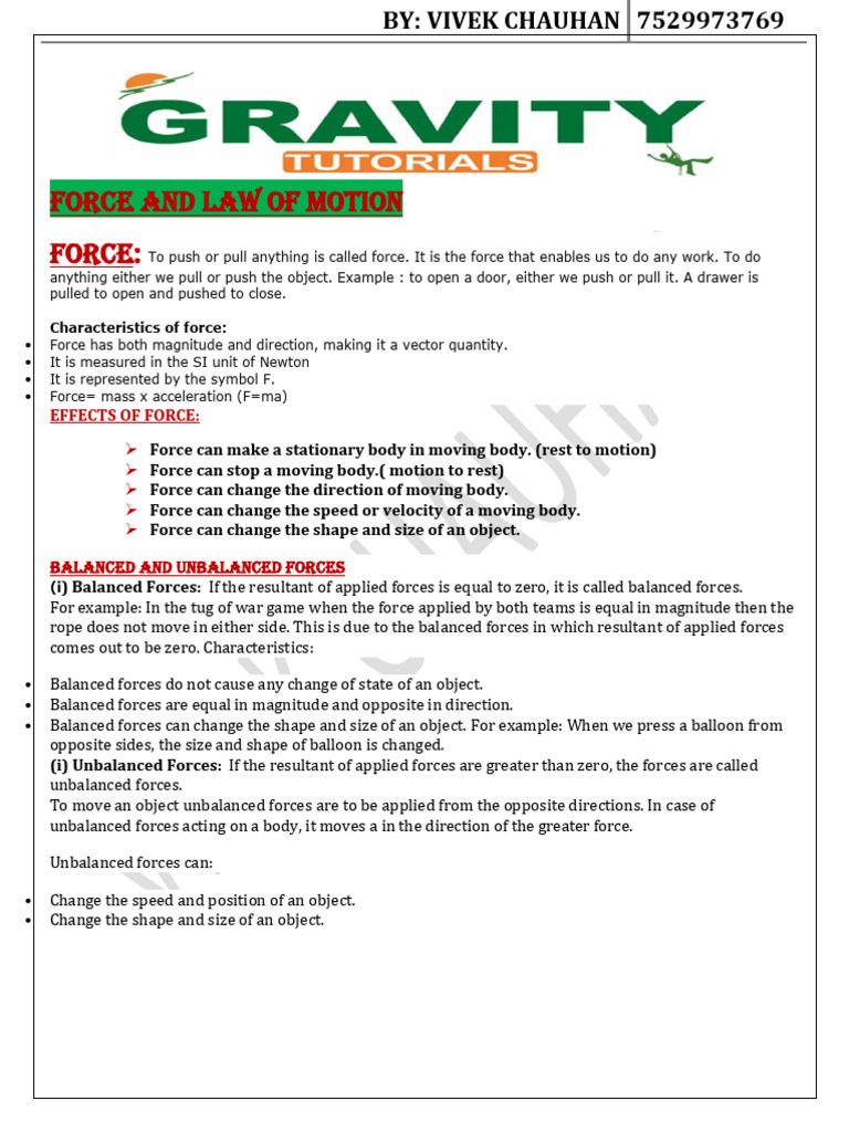 Ch-Force Gravity Tutorials | PDF | Force | Momentum