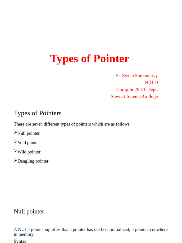 Unit-4 Note-2 Types of Pointer | PDF | Pointer (Computer Programming) | Variable (Computer Science)