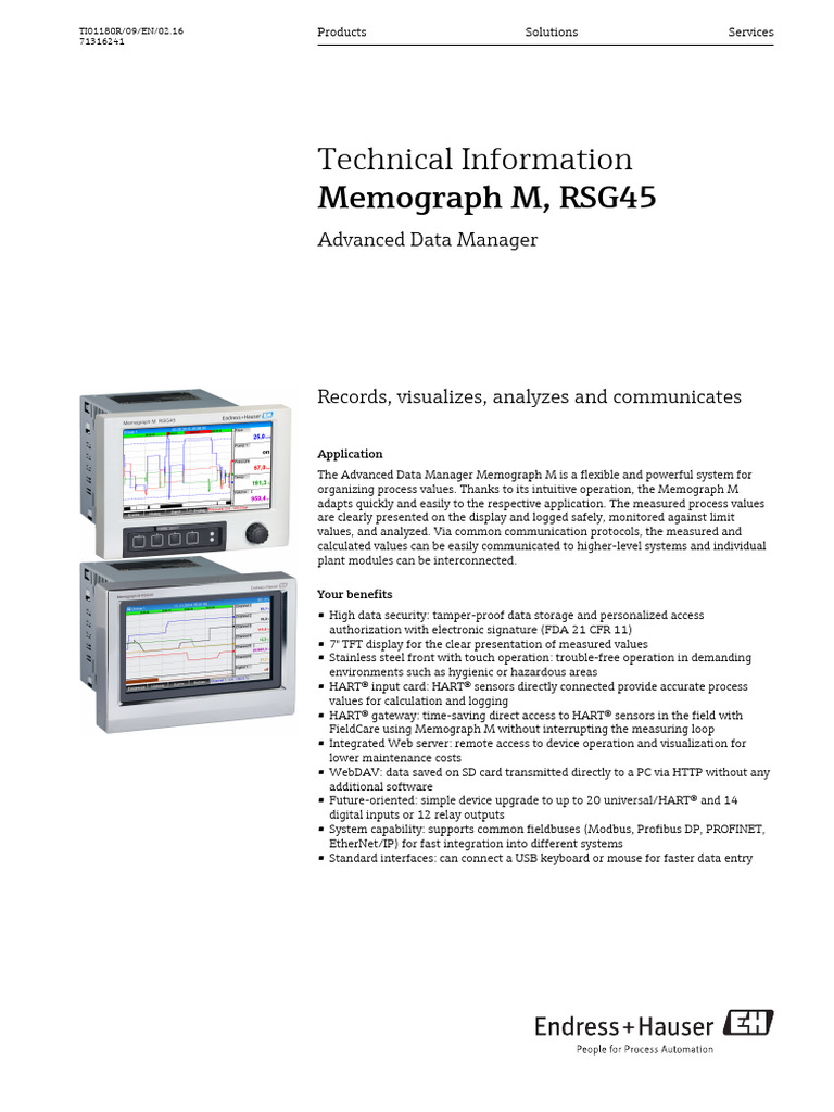 Technical Information: Memograph M, RSG45 | PDF | Flow Measurement ...