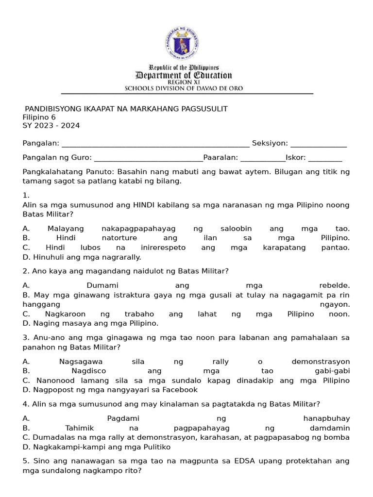 AP 4th Periodical | PDF