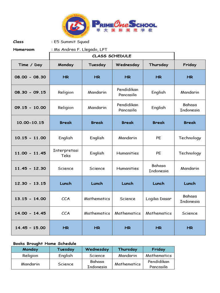 E5 Summit Squad Class Timetable | PDF