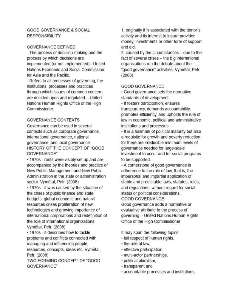 Understanding Good Governance Principles | PDF | Governance | Corporate ...