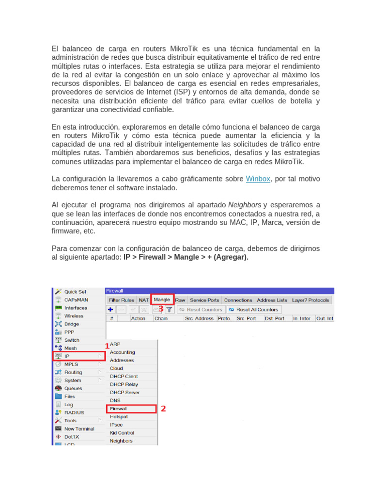 Balanceo de Carga en Routers MikroTik | PDF | Enrutador (Computación ...