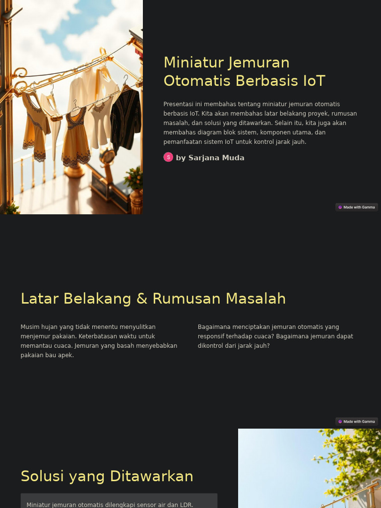 Miniatur Jemuran Otomatis Berbasis IoT | PDF