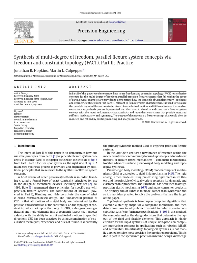 Synthesis of Parallel Flexure Systems | PDF | Space | Mechanics