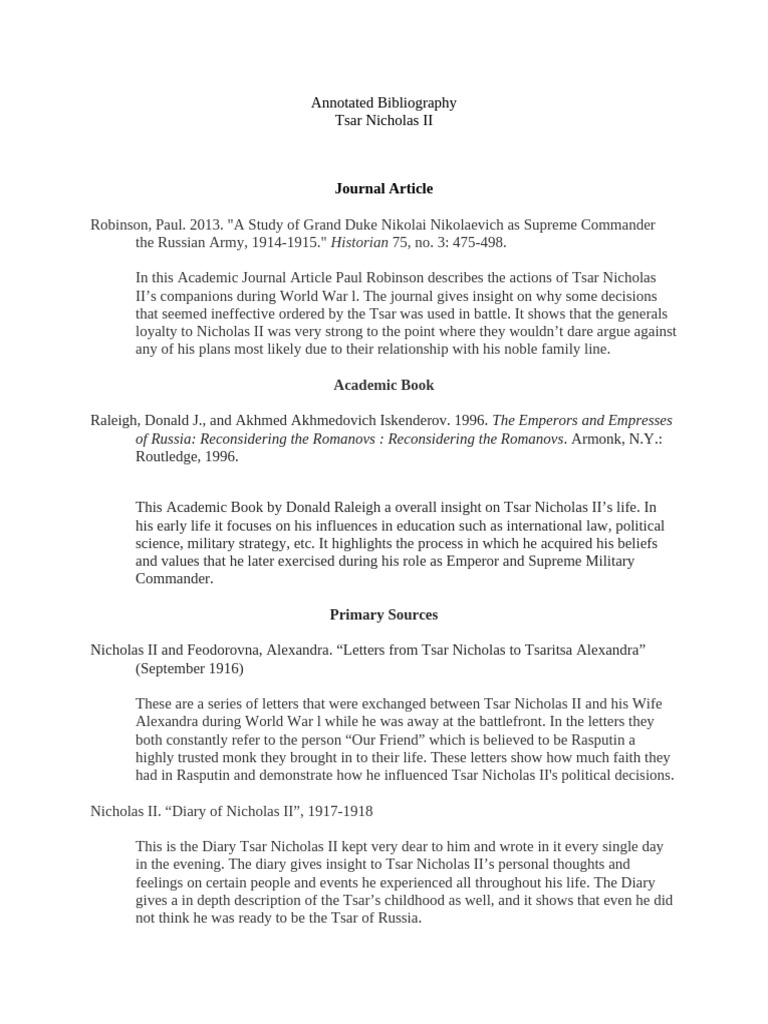Primary Sources on Tsar Nicholas II | PDF | House Of Romanov | Russian ...