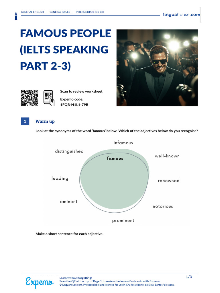 Famous People Ielts Speaking Part 2 3 British English Student B1 B2 ...