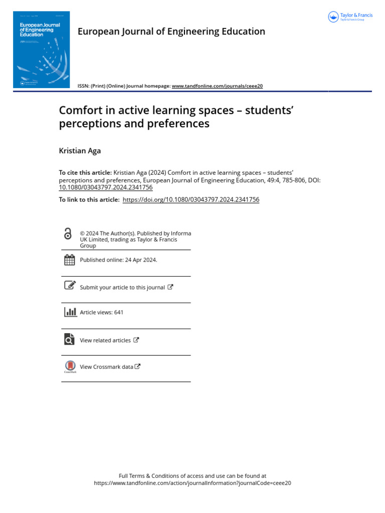 Comfort in Active Learning Spaces Students Perceptions and Preferences ...