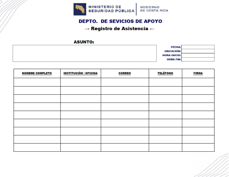 Formato - Registo de Asistencia - DSAP - V.O.1 | PDF