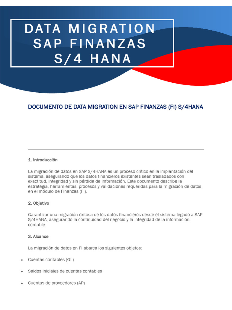 Documento de Data Migration en Sap Finanzas (Fi) S/4Hana | PDF | Informática | Tecnologías de la ...
