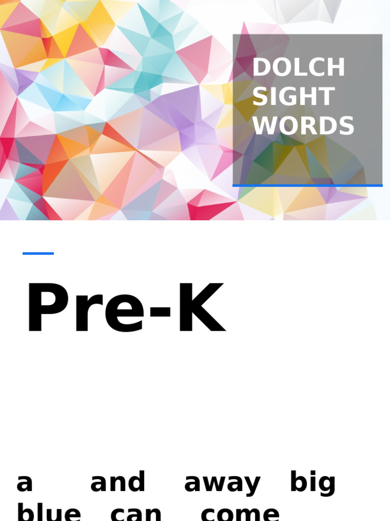 Dolch Sight Words | PDF