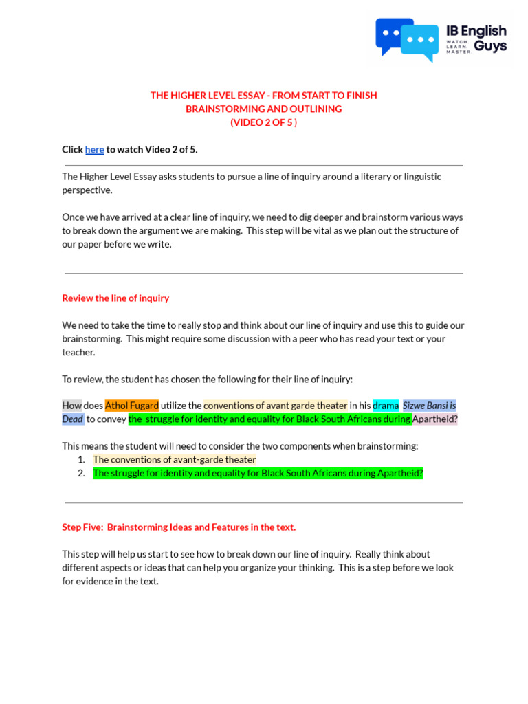 Organizer 3 From Start To Finish 2 Brainstorming and Outlining Your Essay | PDF | Brainstorming ...
