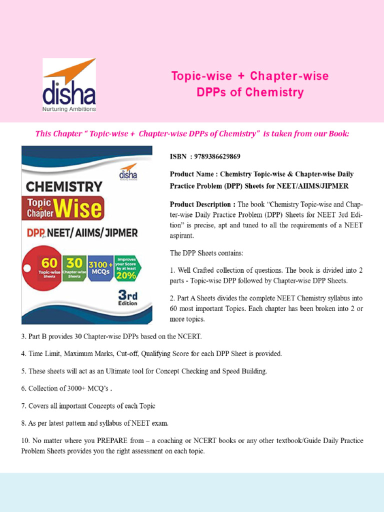 Disha Publication Topic Wise Chapter Wise DPPs of Chemistry ...